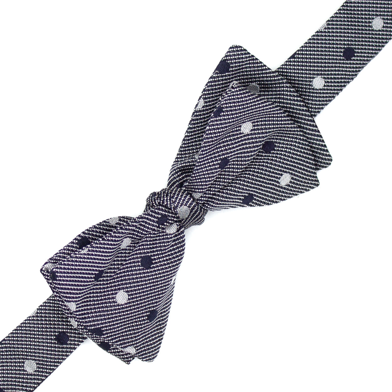 Papillon blu con pois grigi e blu in 100% seta - Ulturale